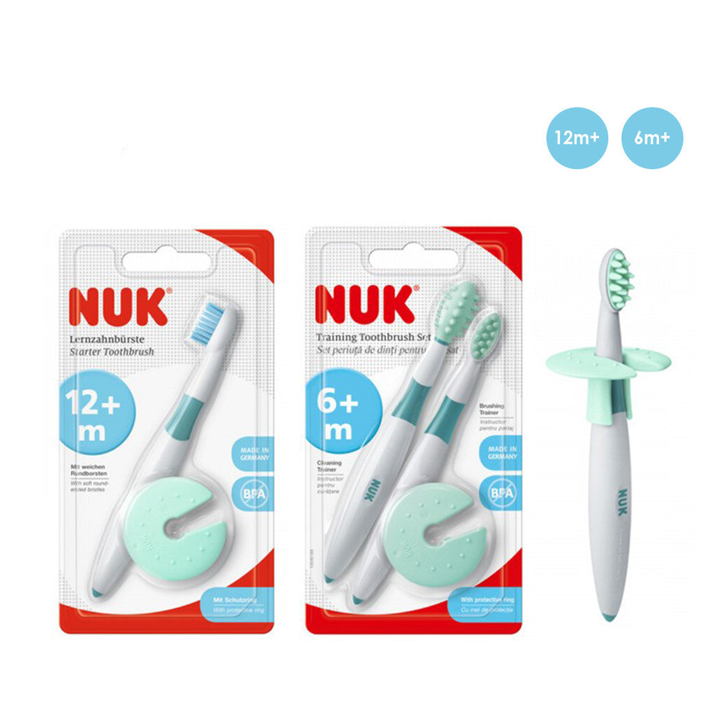 Nuk Starter Toothbrush & Training Toothbrush Set (6m+ / 12m+) | Baby ...
