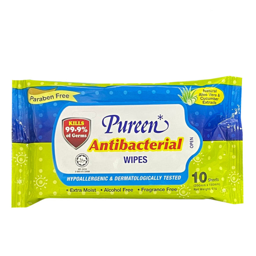 Pureen Antibacterial Wipes 10 sheets | Baby Kingdom Pte Ltd