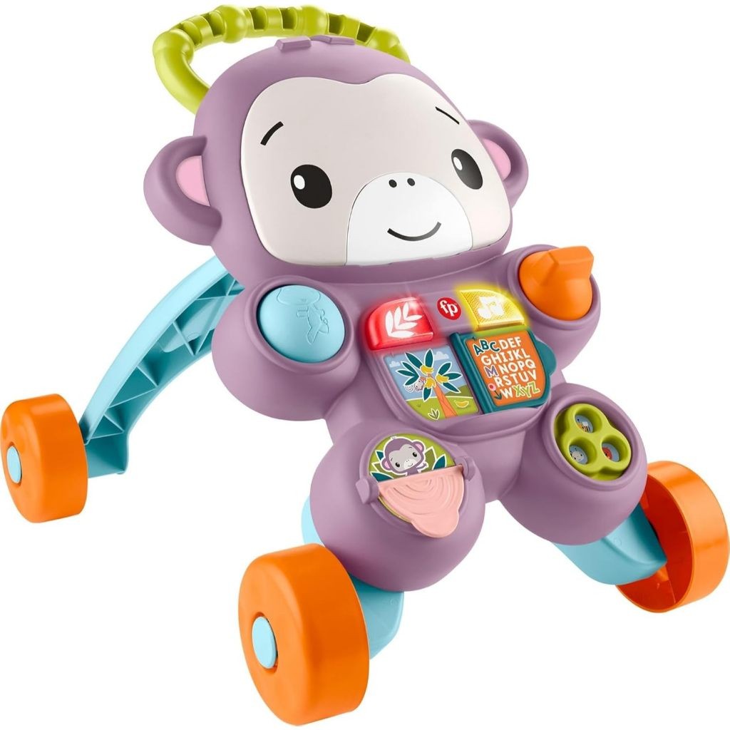 Fisher-Price Learn With Me Purple Monkey Walker Baby Learning Toy With ...