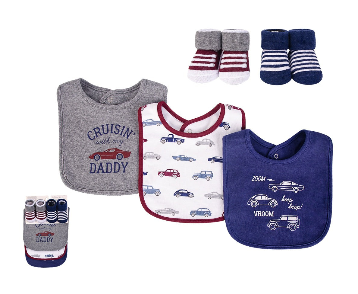 Hudson Baby 5pcs Bib And Sock Set (0-9m) | Baby Kingdom Pte Ltd
